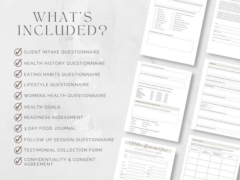 Nutrition Client Intake Form Bundle: Health Coach Template (PDF) - Etsy