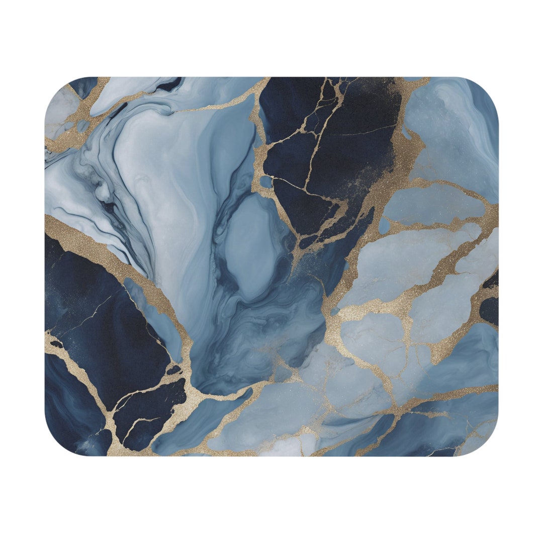 Blue & Gold Marble Mouse Pad Desk Mousepad Office and Gaming Supplies ...