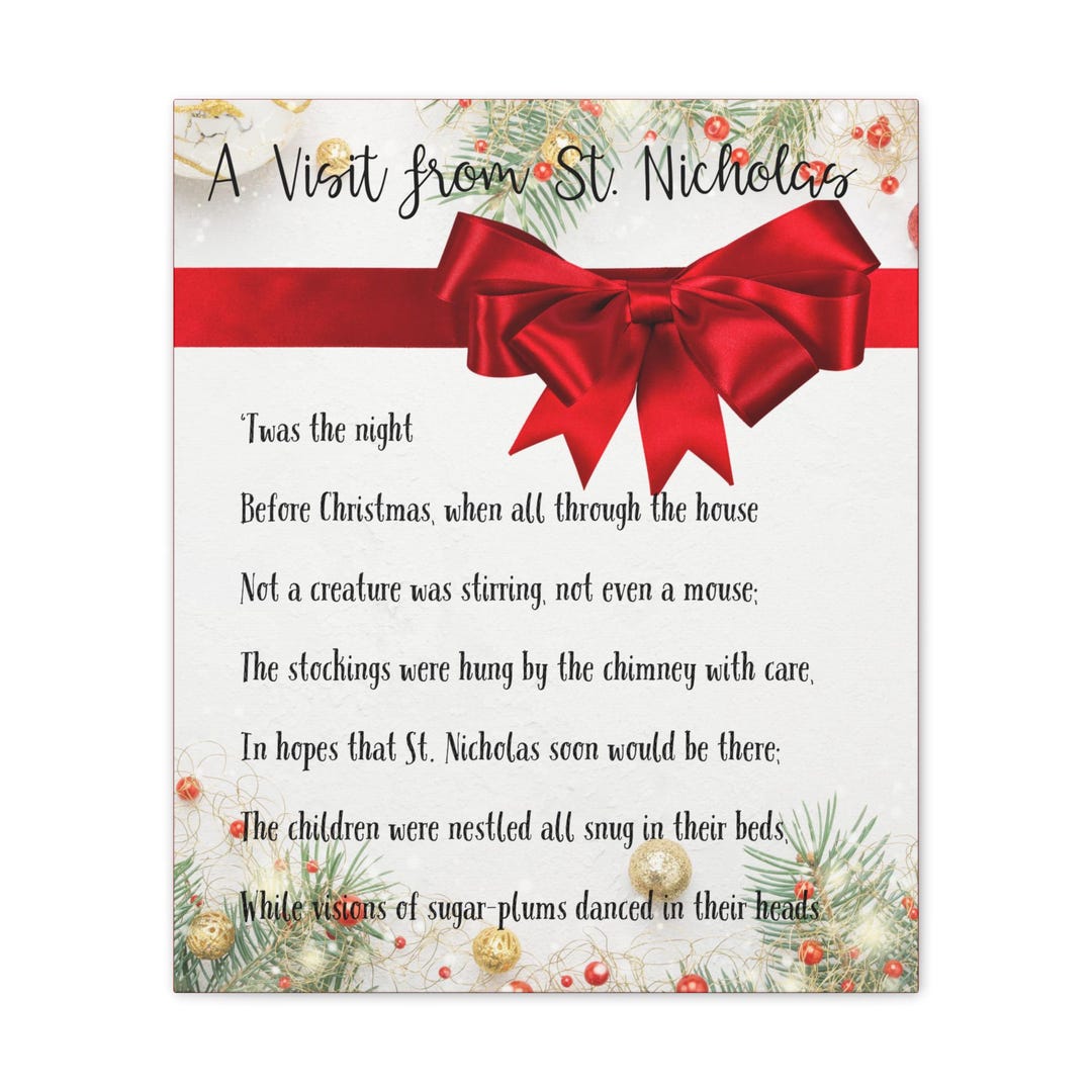 Canvas Print, A Visit From St Nicholas Wall Art, Twas the Night Before ...