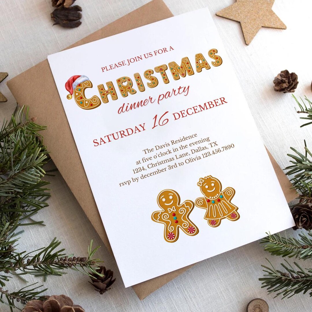 Christmas Dinner Party Invitation Holiday Party Invitation Template ...