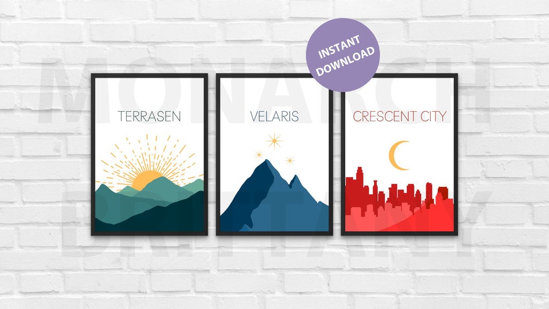 Realms of SJM Multiverse, Velaris, Terrasen, Crescent City Art Print ...