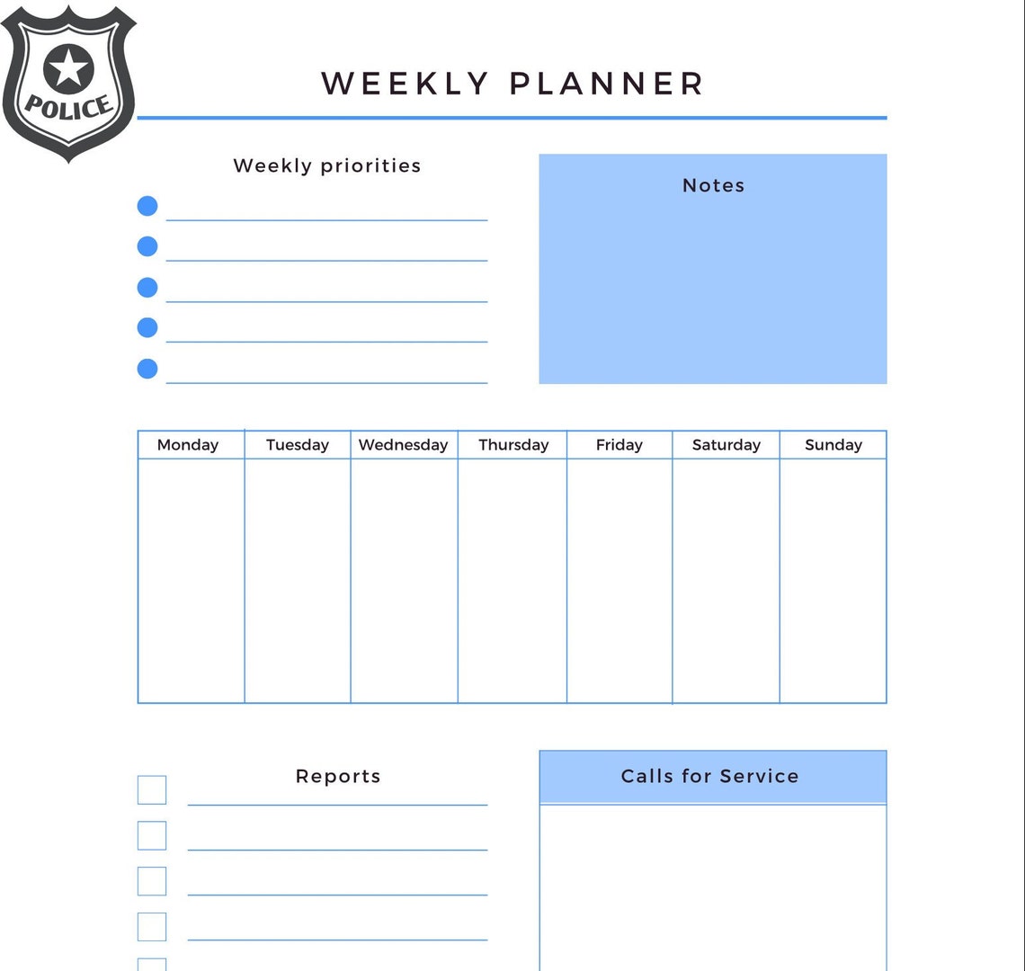Weekly Planner Made for Police Officers - Etsy