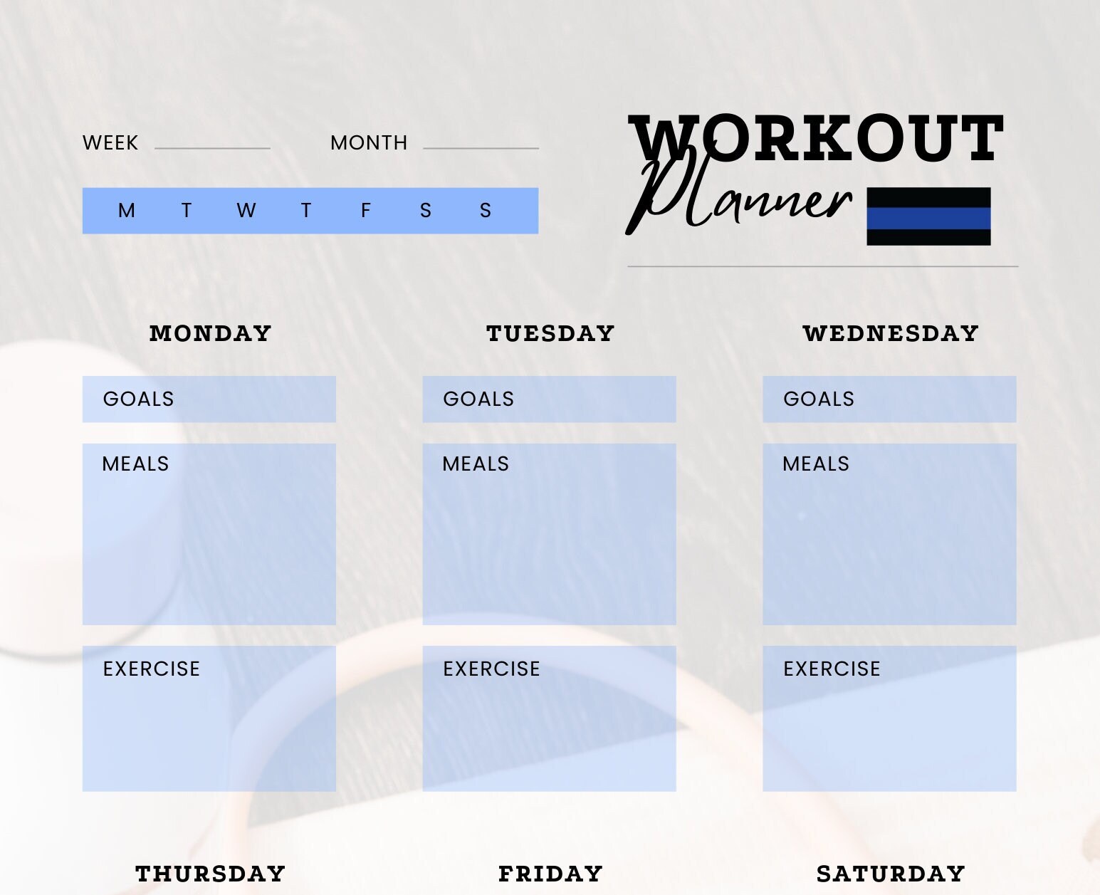 Weekly Workout/meal Planner - Etsy