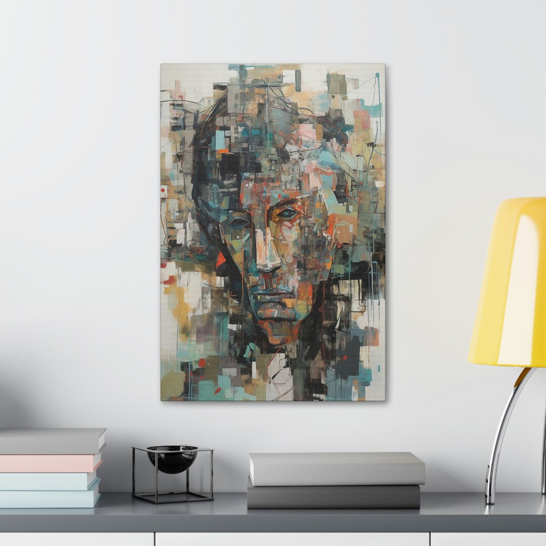 Sorrow of Desires. Ai Wall Art Abstract Painting Print of a Sullen Man ...