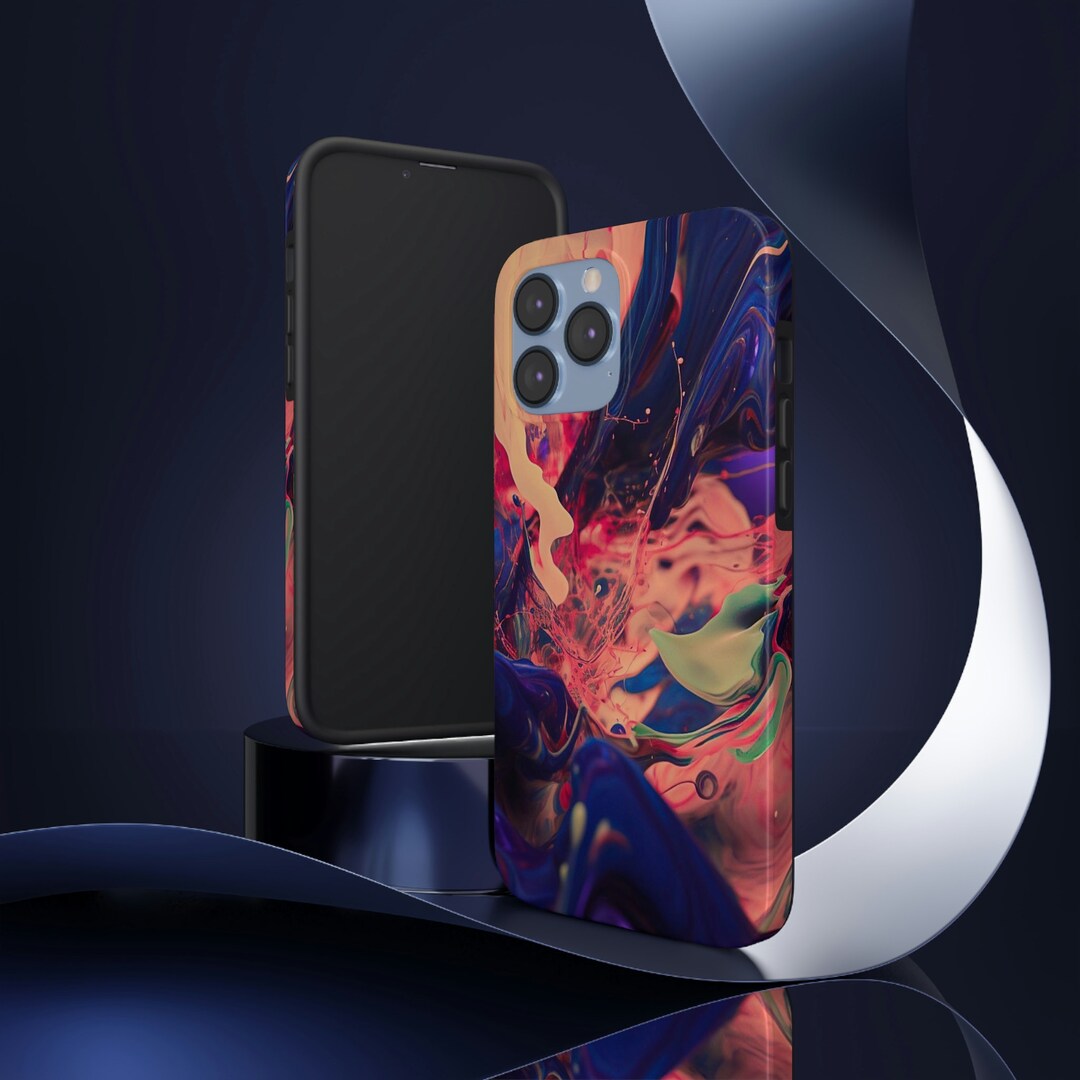 Purple, Peach, Pink, and Black Paint Splash iPhone Tough Case | AI ...
