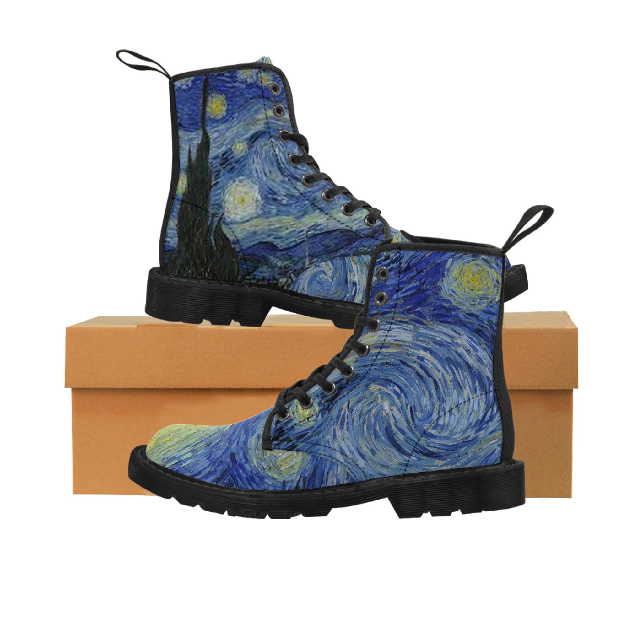 Starry Night Boots, Van Gogh Boots, Starry Steppers - Etsy