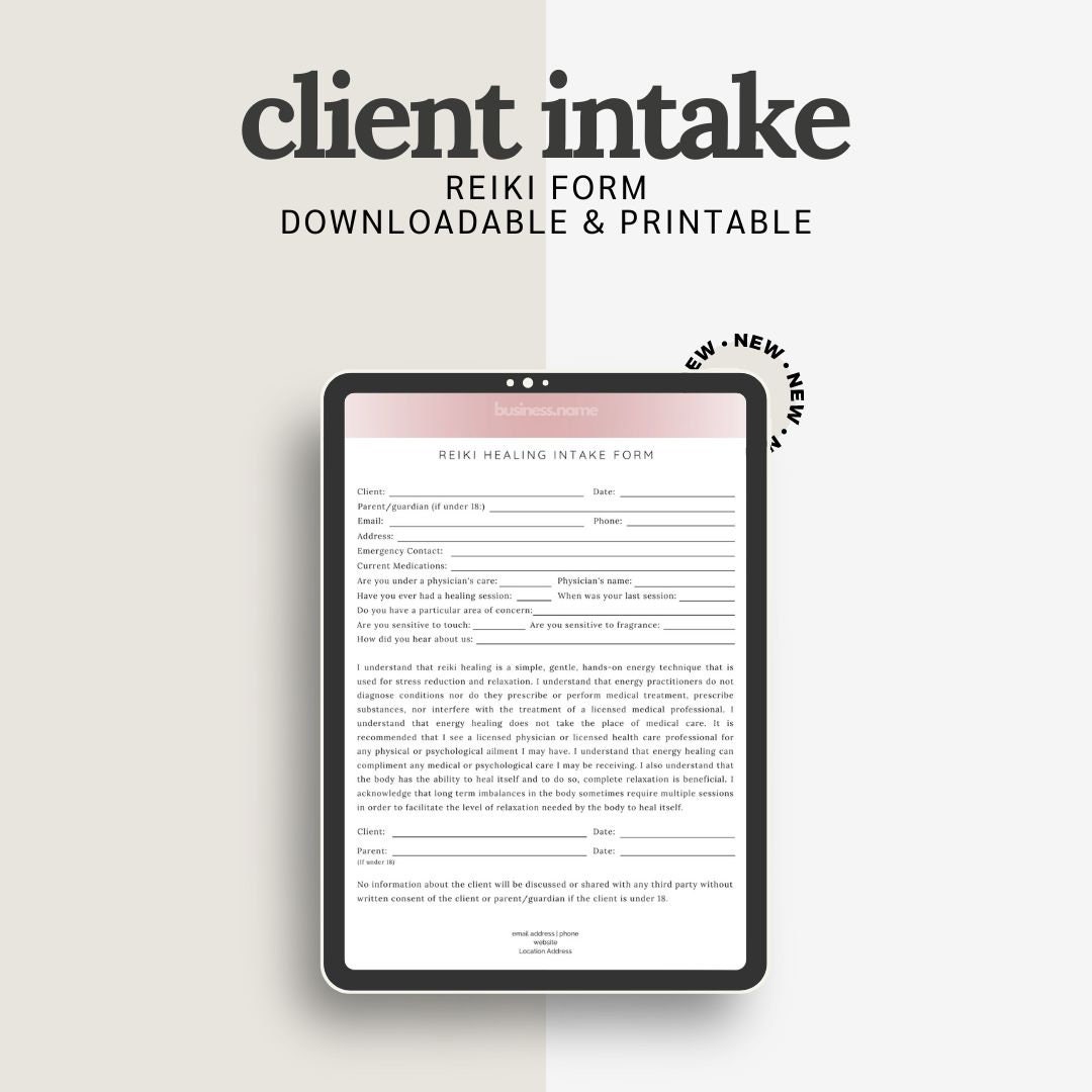 Reiki Intake Form - Printable Form - Template Printable - Client Intake ...