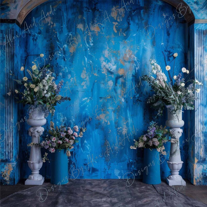 Blue Digital Backdrop Overlay Background Photo Wedding Party Picture ...