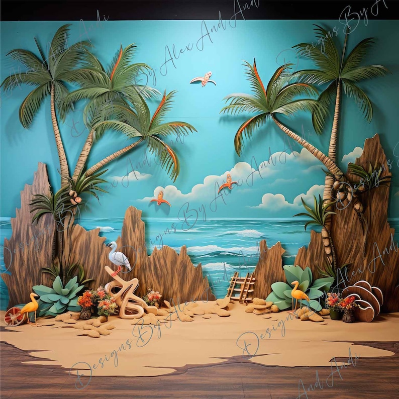Beach Party Backdrop Background Digital Birthday Child Photo Shoot ...