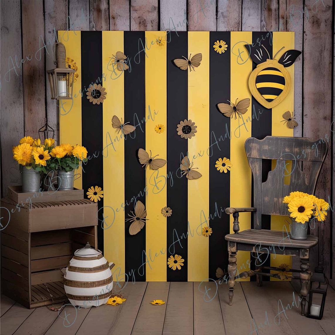 Bumble Bee Backdrop Background Digital Photo Shoot Picture Prop Event ...