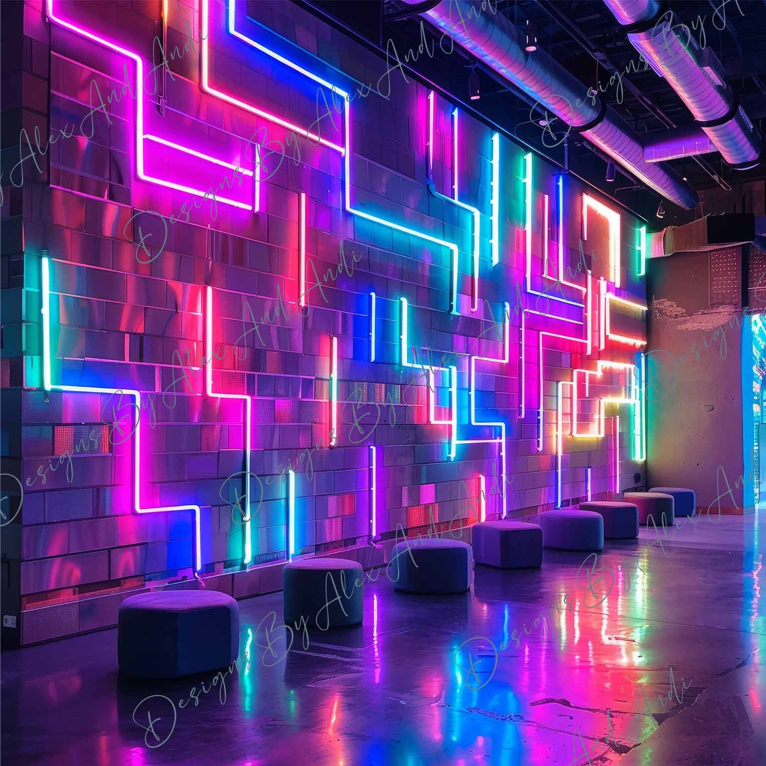 Disco Neon Digital Backdrop Groovy Overlay Dance Photo Shoot Picture ...