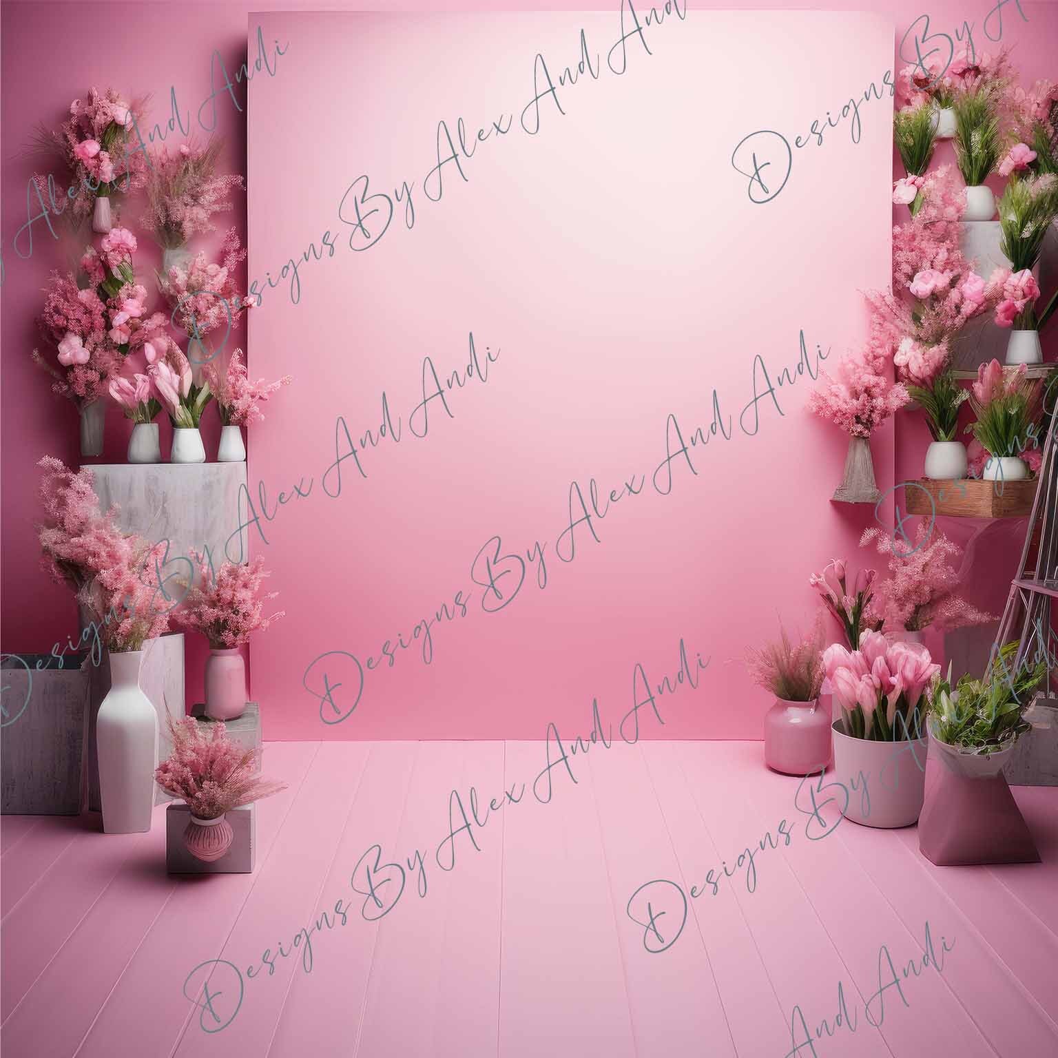 Pink Photo Studio Digital Backdrop Overlay Wedding Sweet 16 Background ...