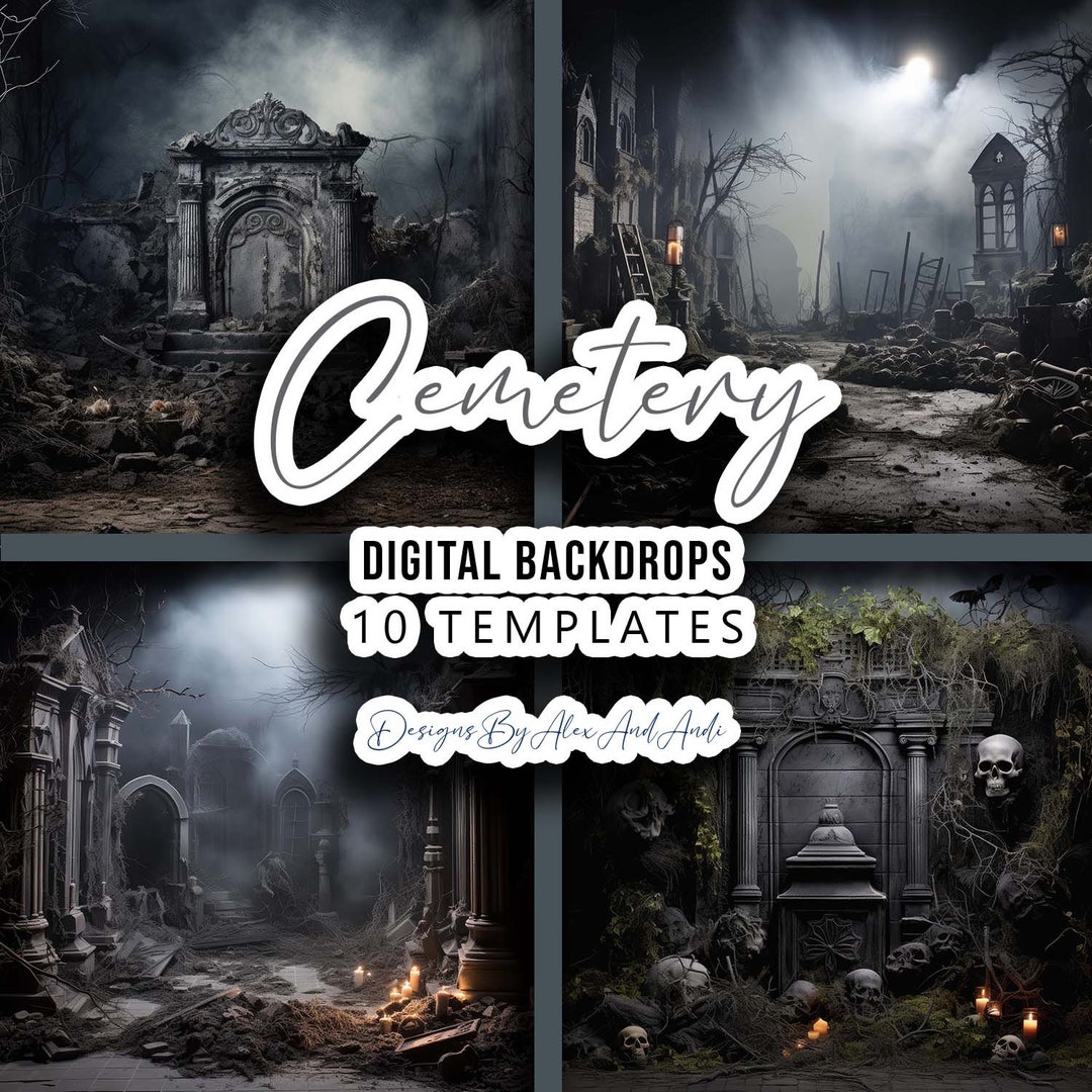 Cemetery Digital Backdrop Overlay Background Birthday Child Photo Shoot ...