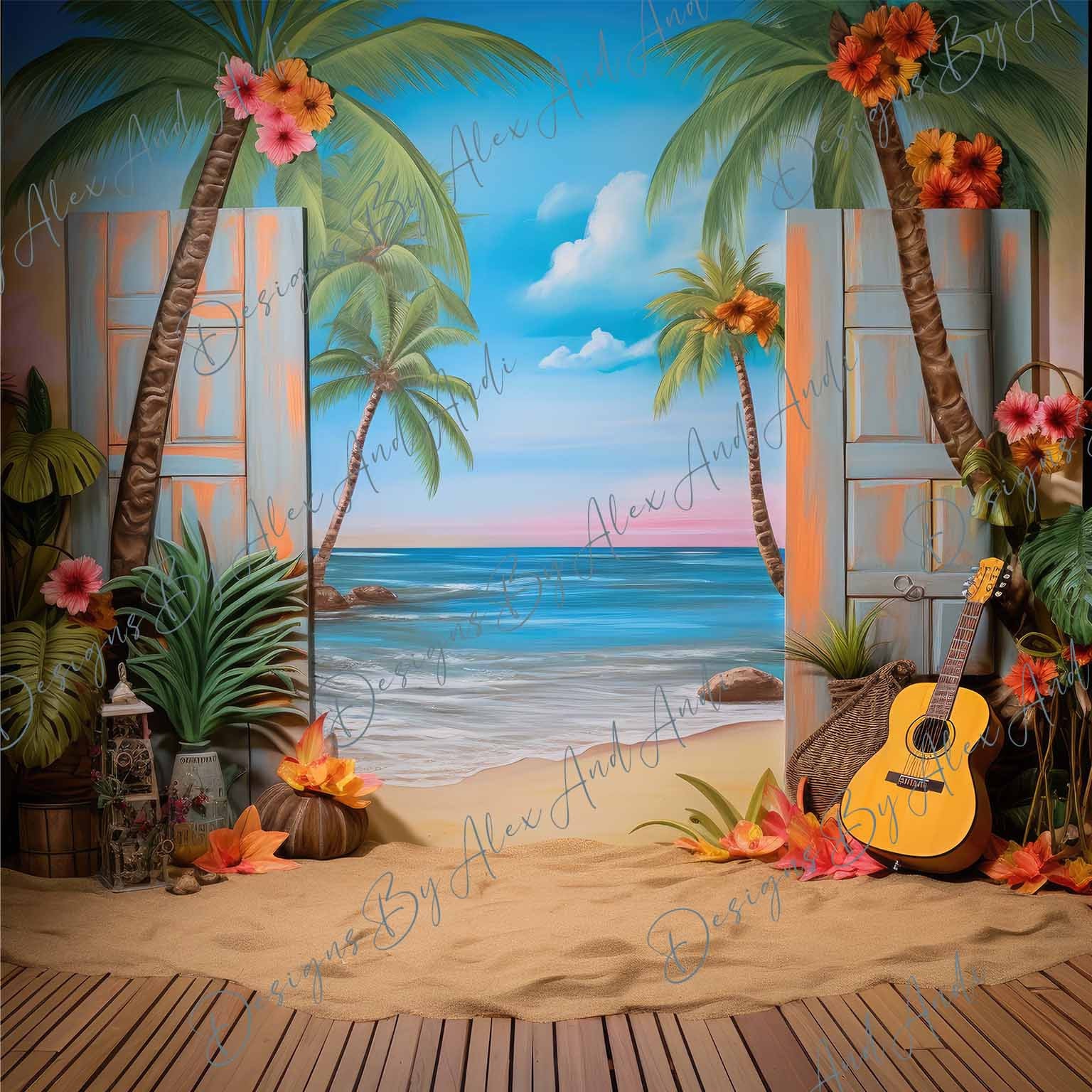 Sandy Beach Backdrop Background Digital Birthday Child Photo Shoot ...