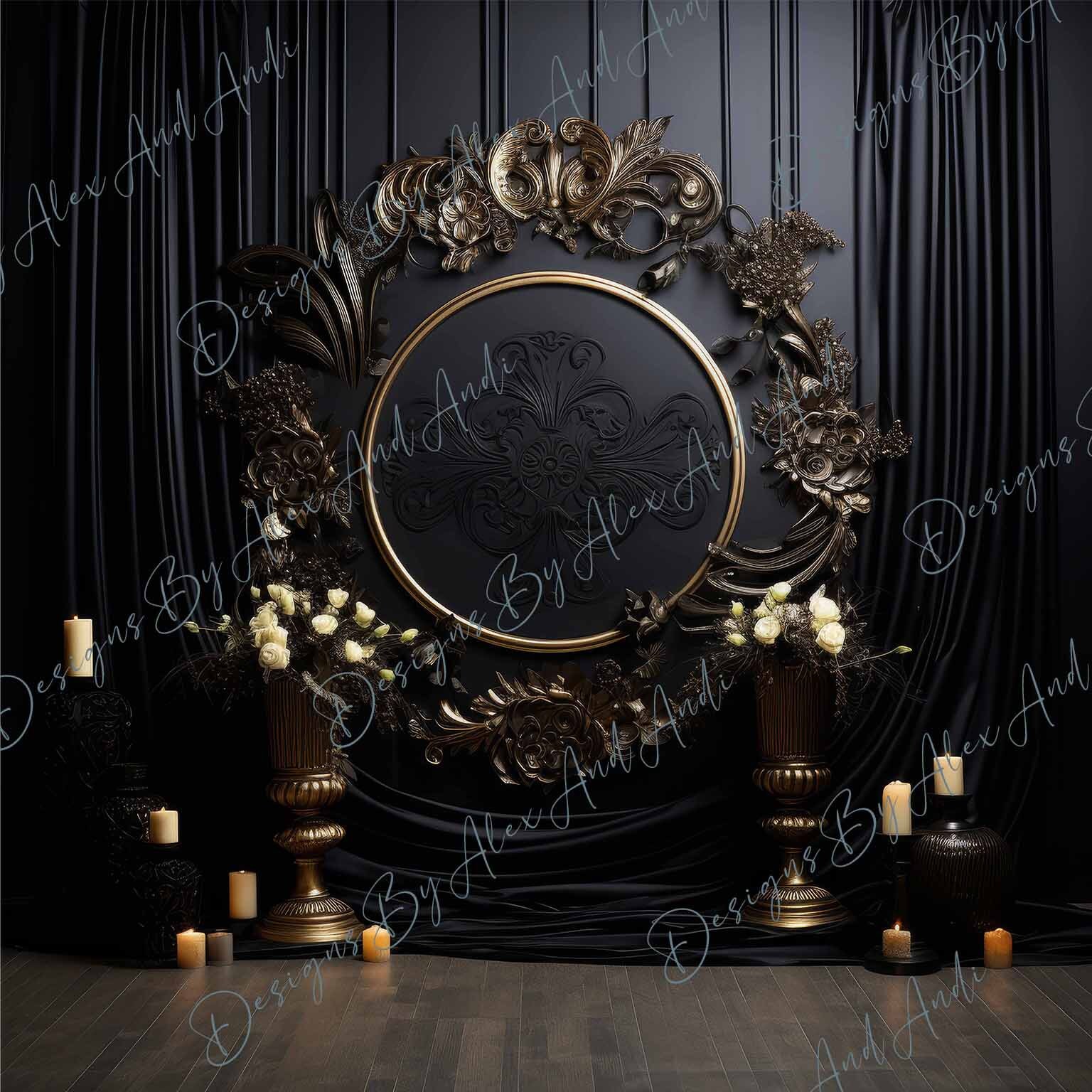 Black and Gold Prop Overlay Backdrop Background Photo Picture Studio ...