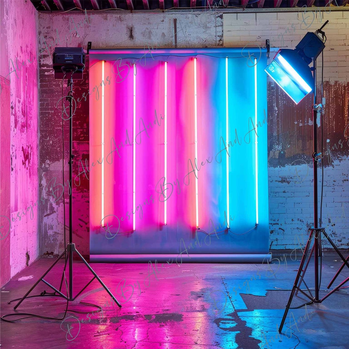 Neon Stage Digital Backdrop Party Back Ground Model Backdrop Booth ...