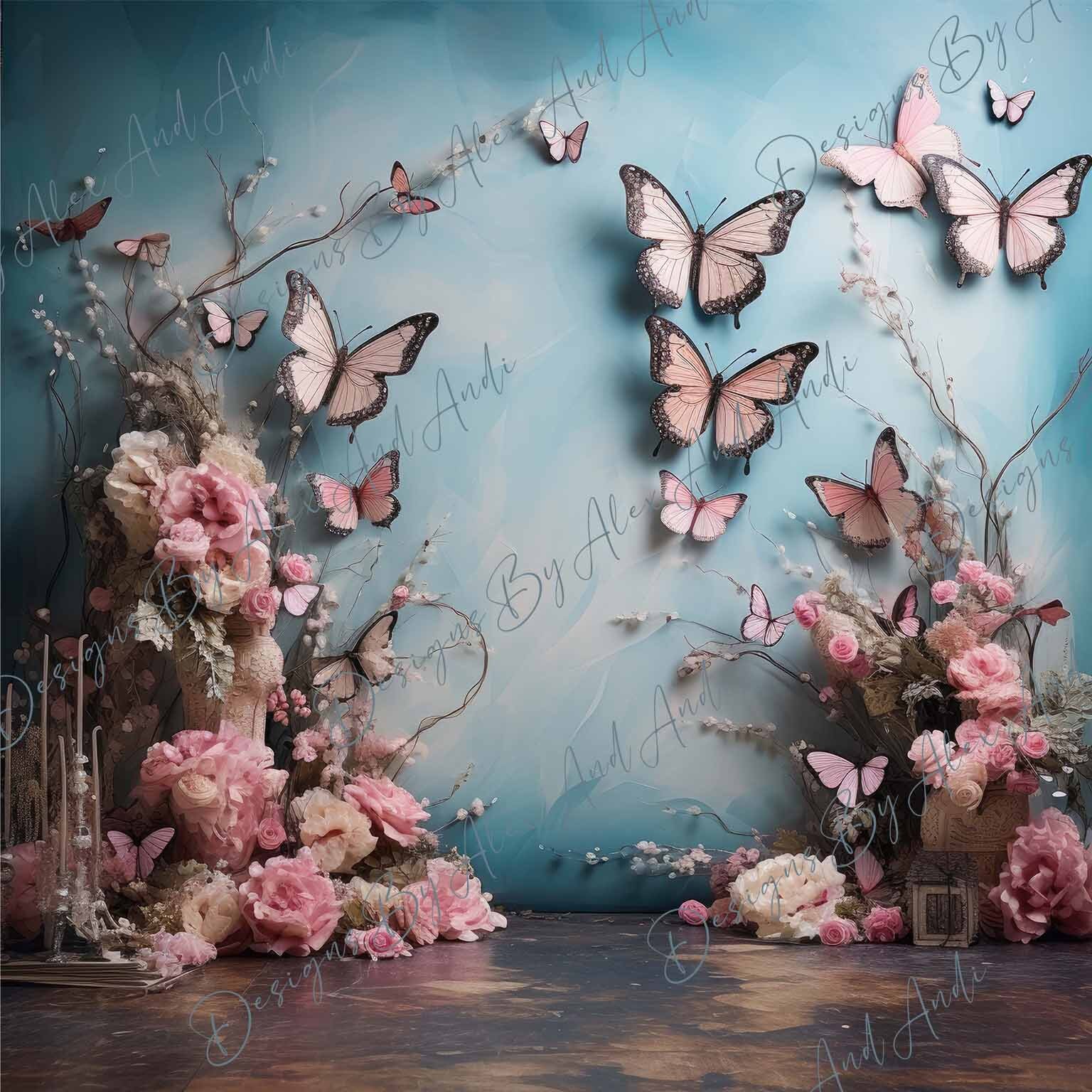 Butterfly Studio Backdrop Background Digital Birthday Child Photo Shoot ...