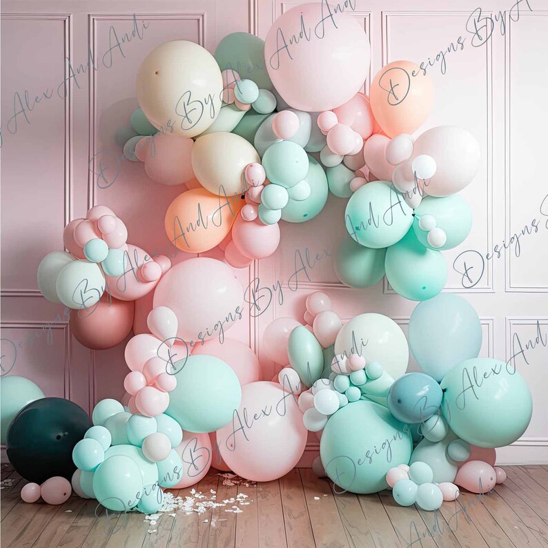 Pastel Balloon Backdrop Background Digital Photo Shoot Studio Picture ...