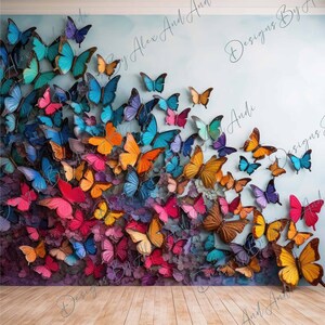 Colorful Butterfly Backdrop Background Digital Birthday Child Photo ...