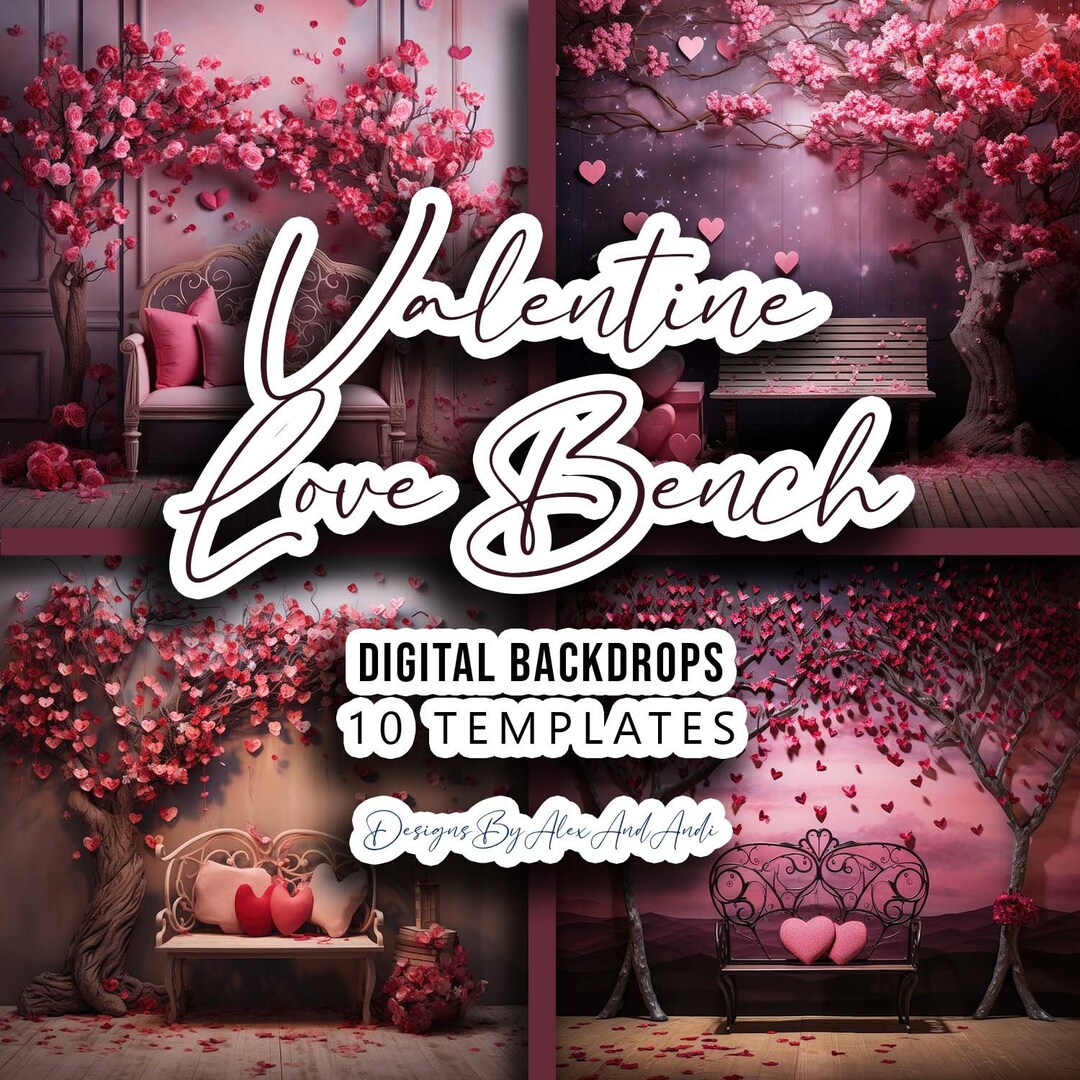 Valentine Love Bench Digital Valentin Backdrop Overlay Background Wedding Holiday Child Photo ...