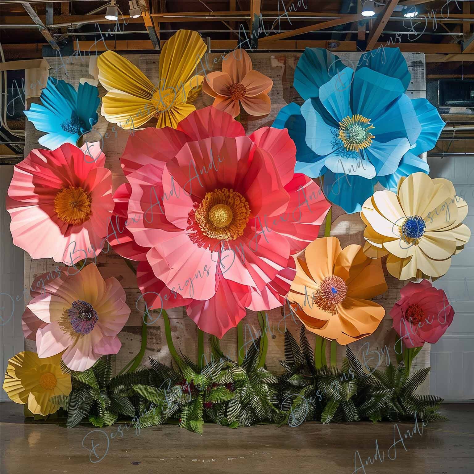 Giant Flower Digital Backdrop Overlay Wedding Background Sweet 16 Event ...