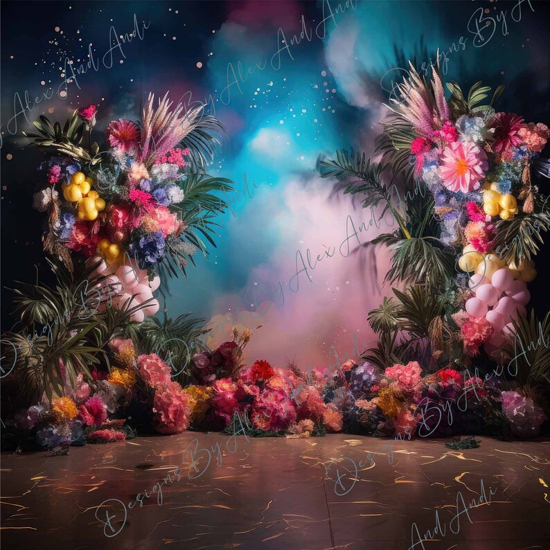 Tropical Party Digital Backdrop Background Birthday Child Photo Shoot ...
