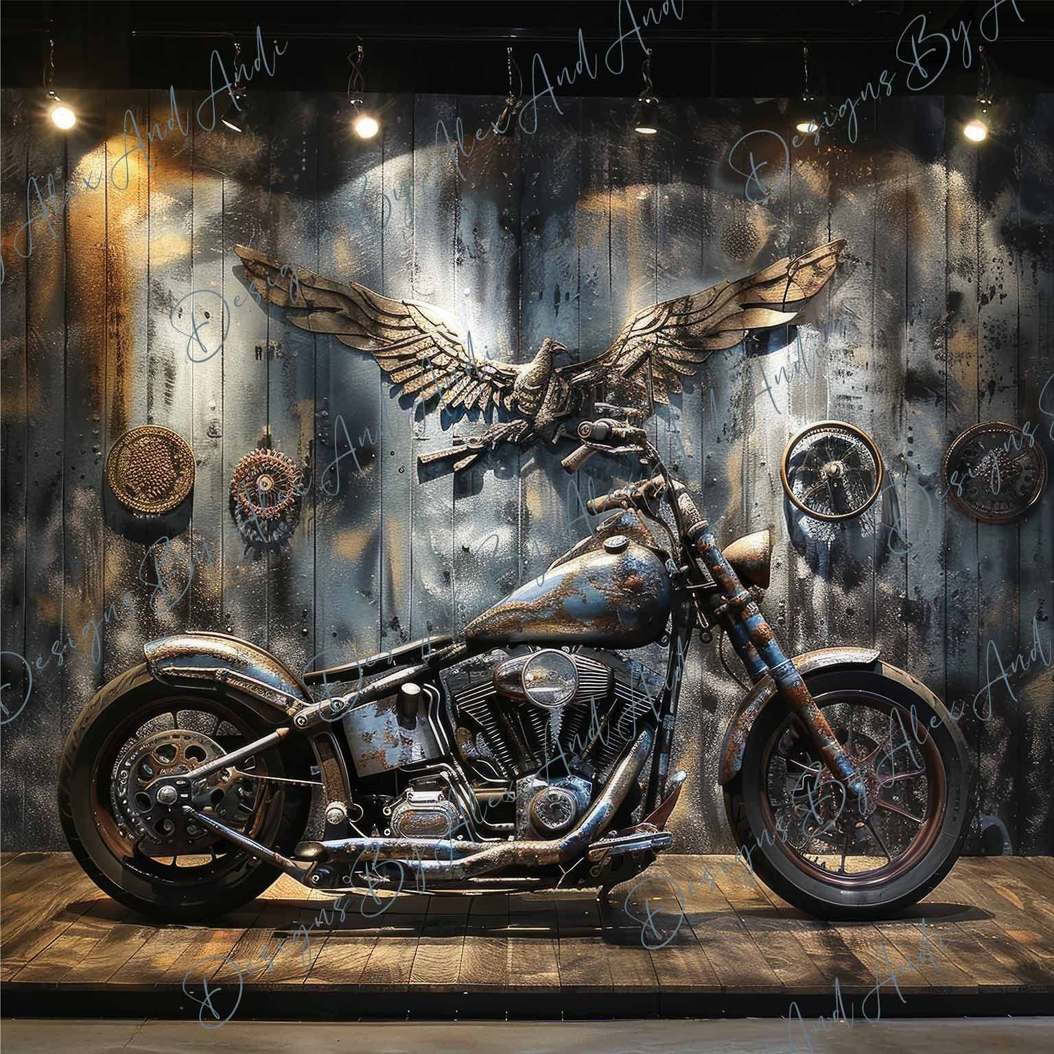 Motorcycle Digital Backdrop Overlay Wedding Background Event Photo ...