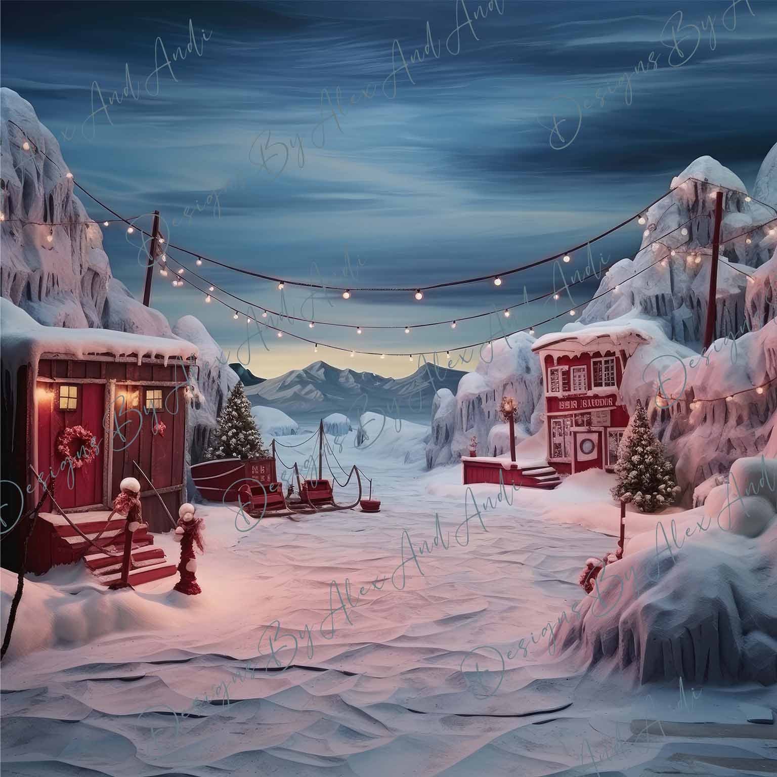 North Pole Digital Backdrop Overlay Background Wedding Birthday Child ...