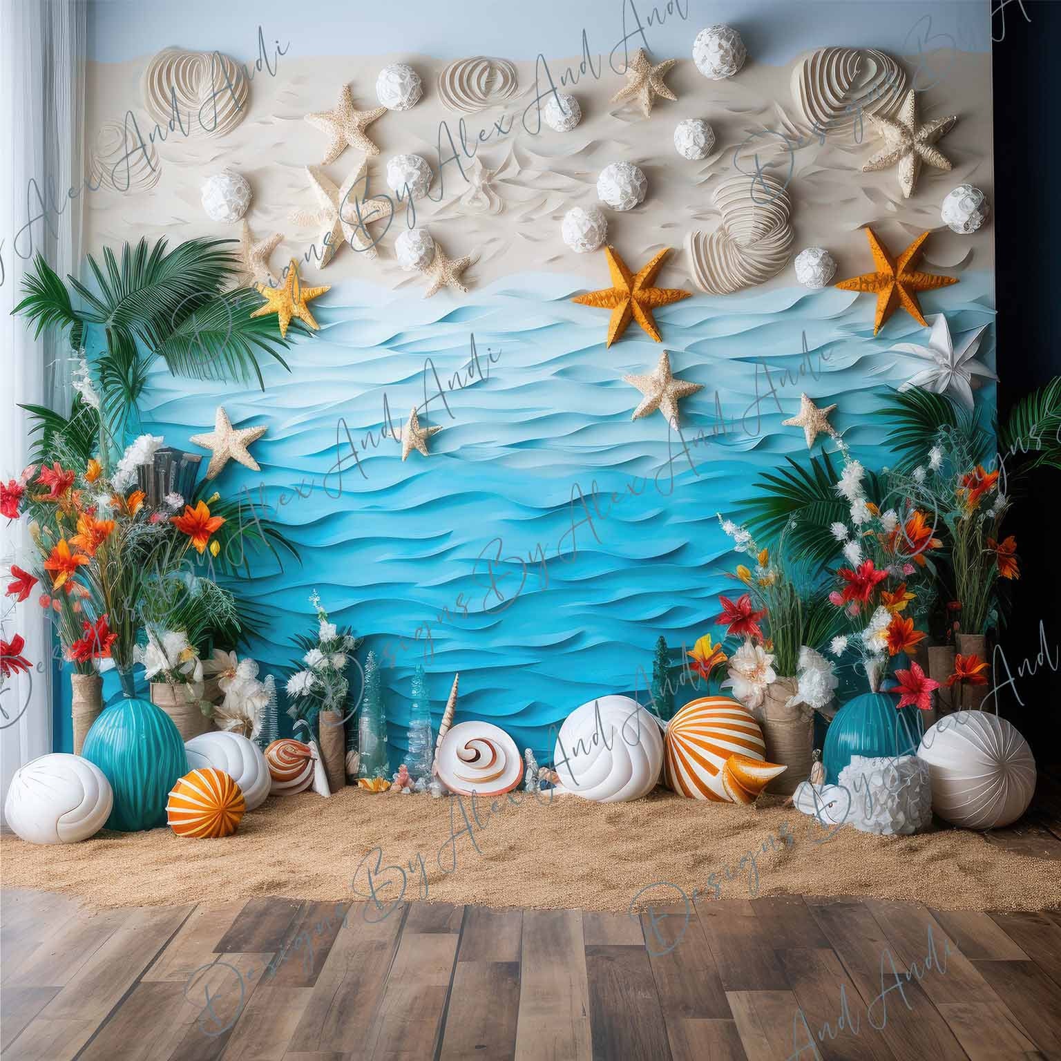 Beach Birthday Backdrop Background Digital Birthday Child Photo Shoot ...