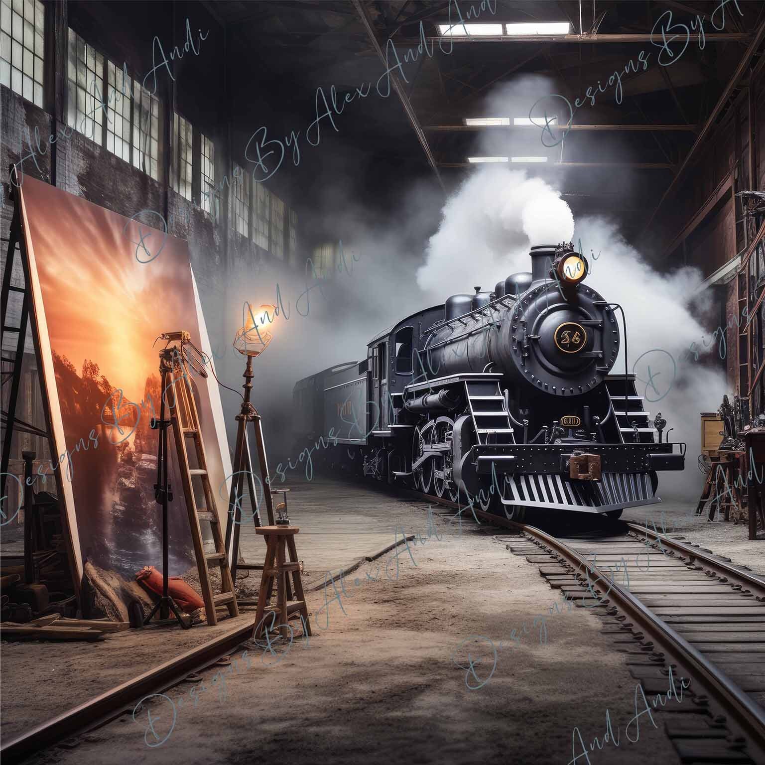 Train Station Digital Backdrop Overlay Child Background Photo Shoot ...