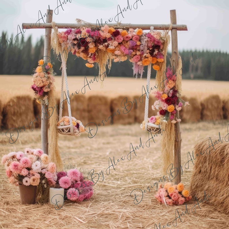 Floral Swing Backdrop Background Digital Photo Shoot Studio Birthday ...