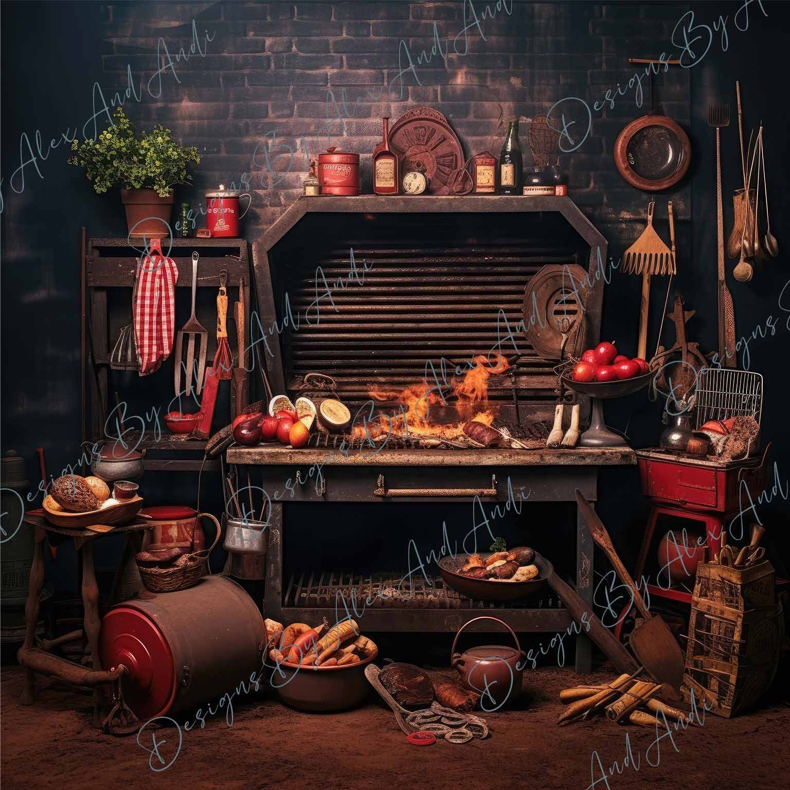 Barbeque Backdrop Background Digital Birthday Child Photo Shoot Picture ...