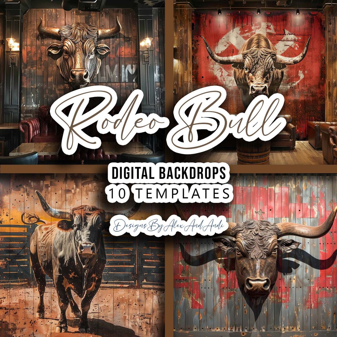 Rodeo Bull Digital Backdrop Overlay Wedding Background Sweet 16 Event ...