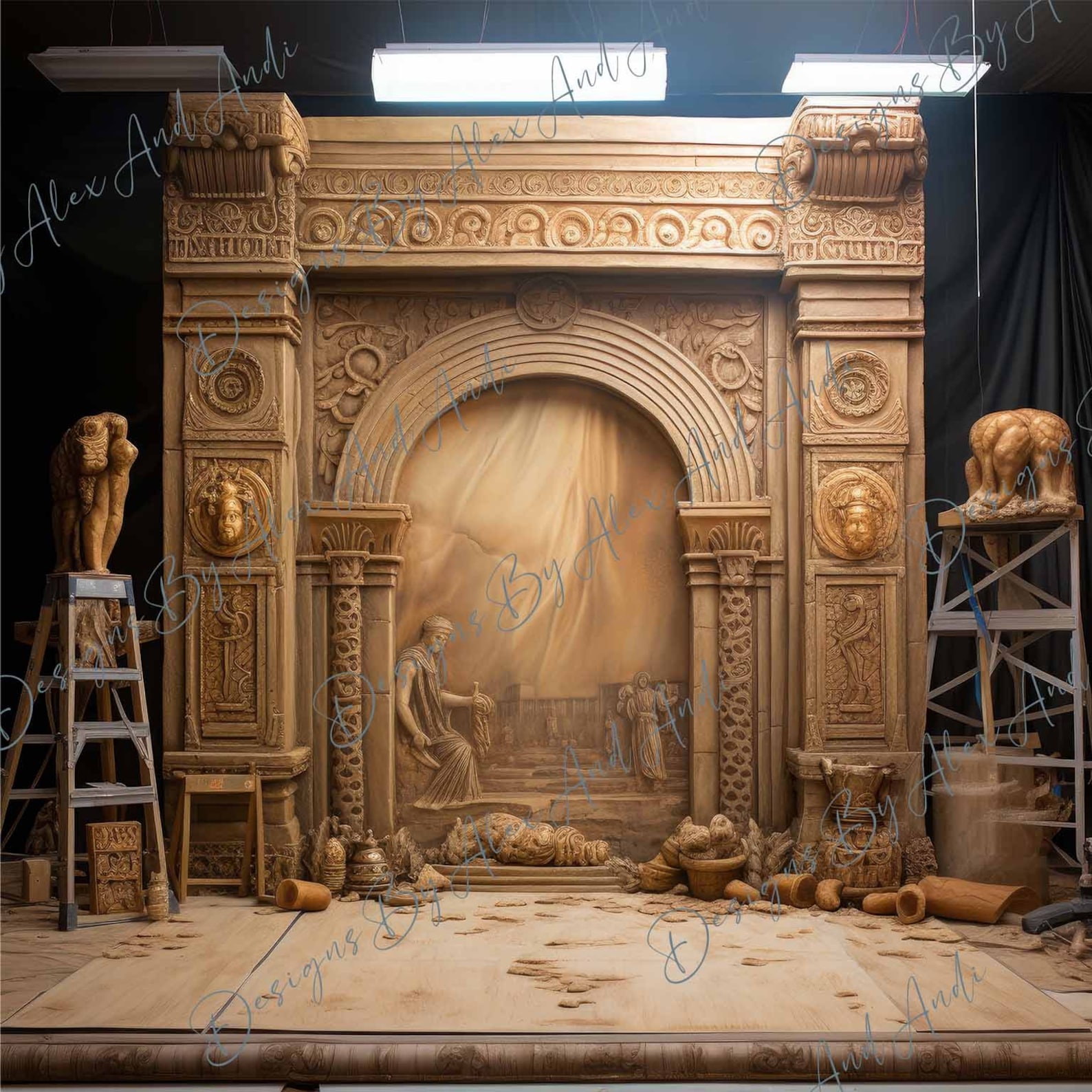 Ancient Greek Studio Digital Backdrop Overlay Wedding Sweet 16 ...