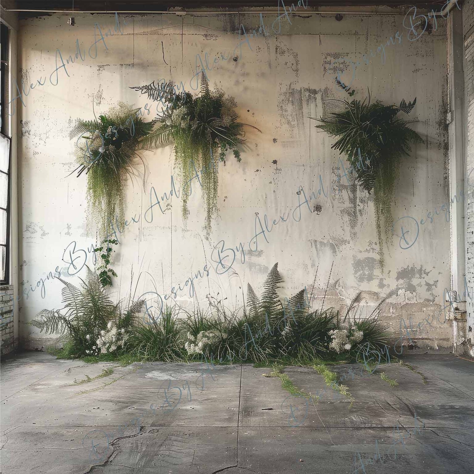 Urban Grass Garland Digital Backdrop Urban Backdrop Garland Event Photo ...