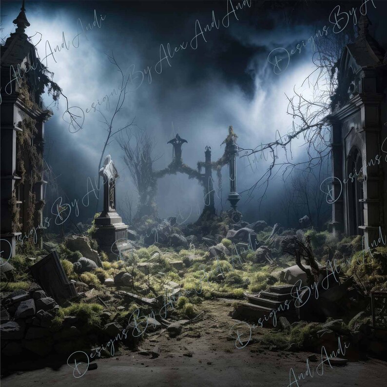 Cemetery Digital Backdrop Overlay Background Birthday Child Photo Shoot ...