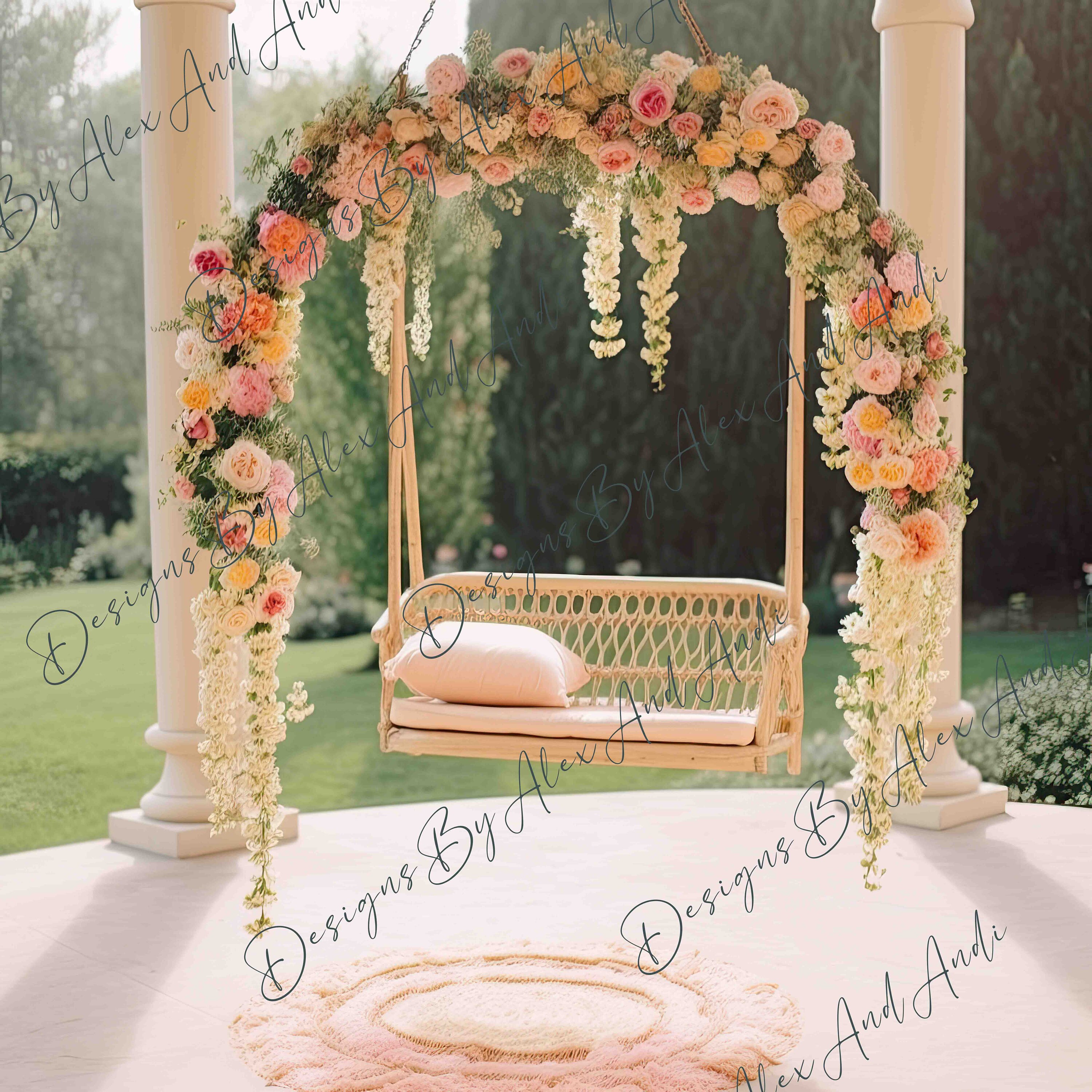 Floral Swing Backdrop Background Digital Photo Shoot Studio Birthday ...