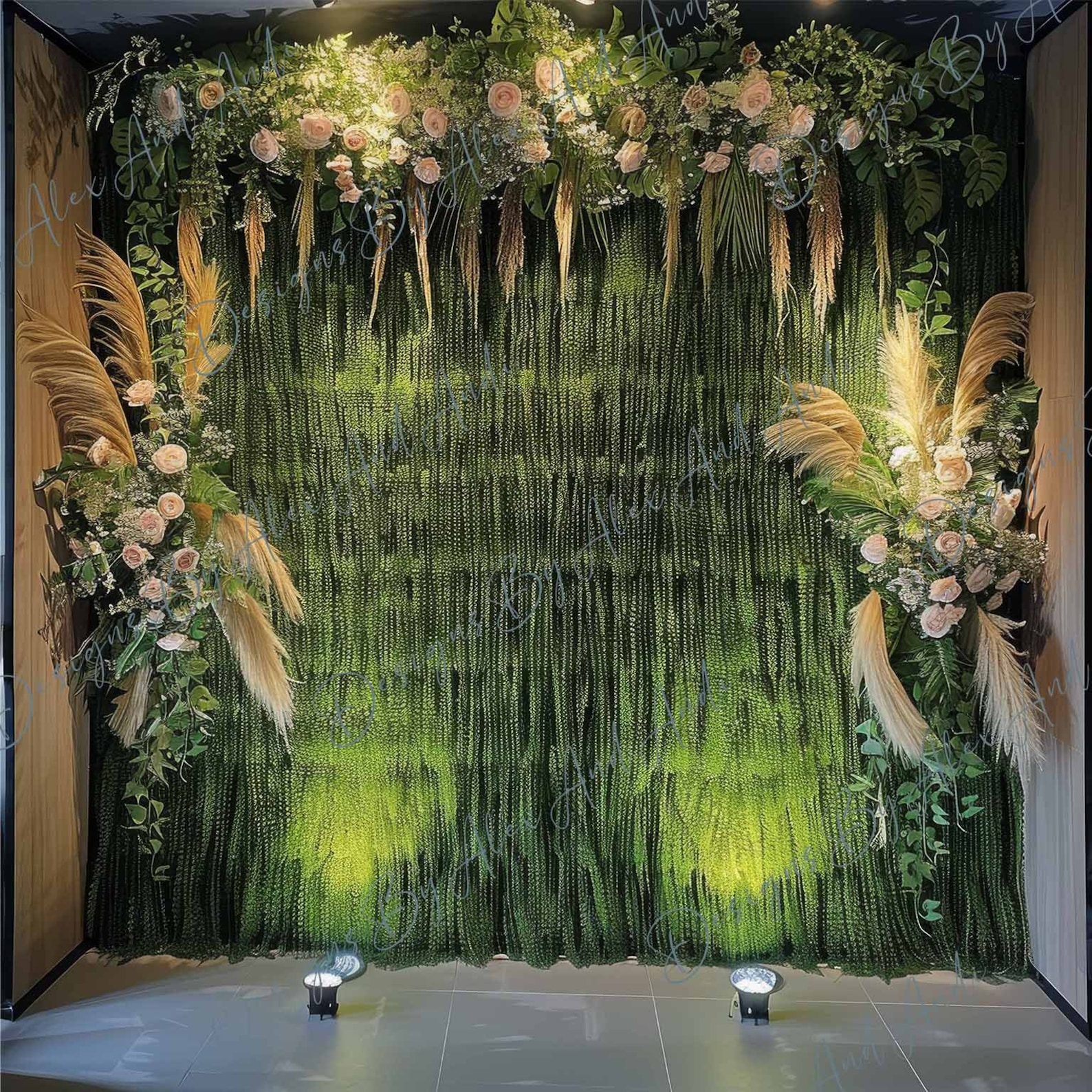 Celebrity Grass Garland Digital Backdrop Garland Background Ceremony ...