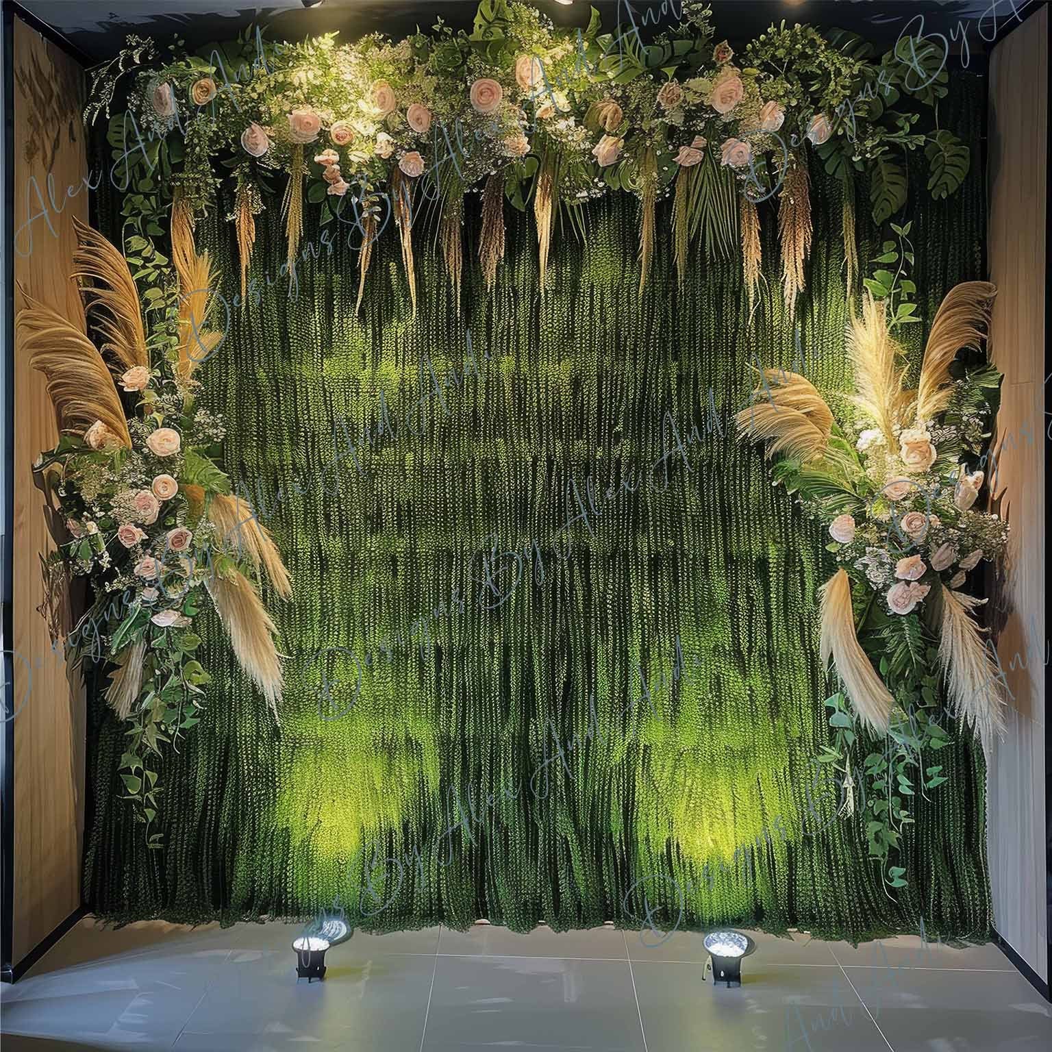 Celebrity Grass Garland Digital Backdrop Garland Background Ceremony ...