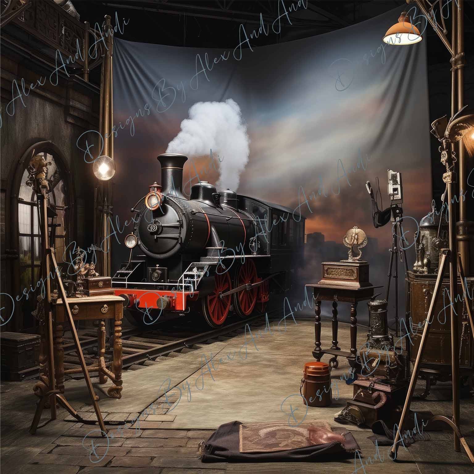 Train Station Digital Backdrop Overlay Child Background Photo Shoot ...