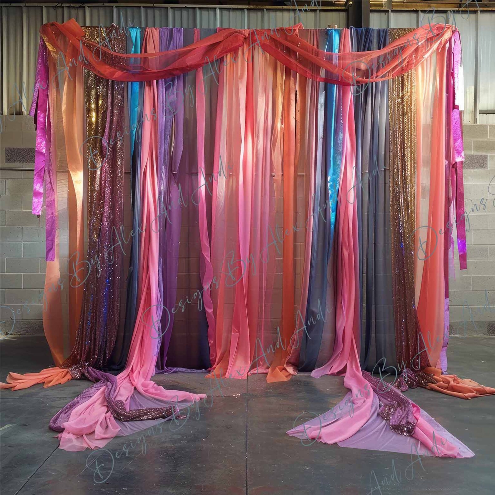 Plastic Ribbon Digital Backdrop Overlay Wedding Background Event Photo ...