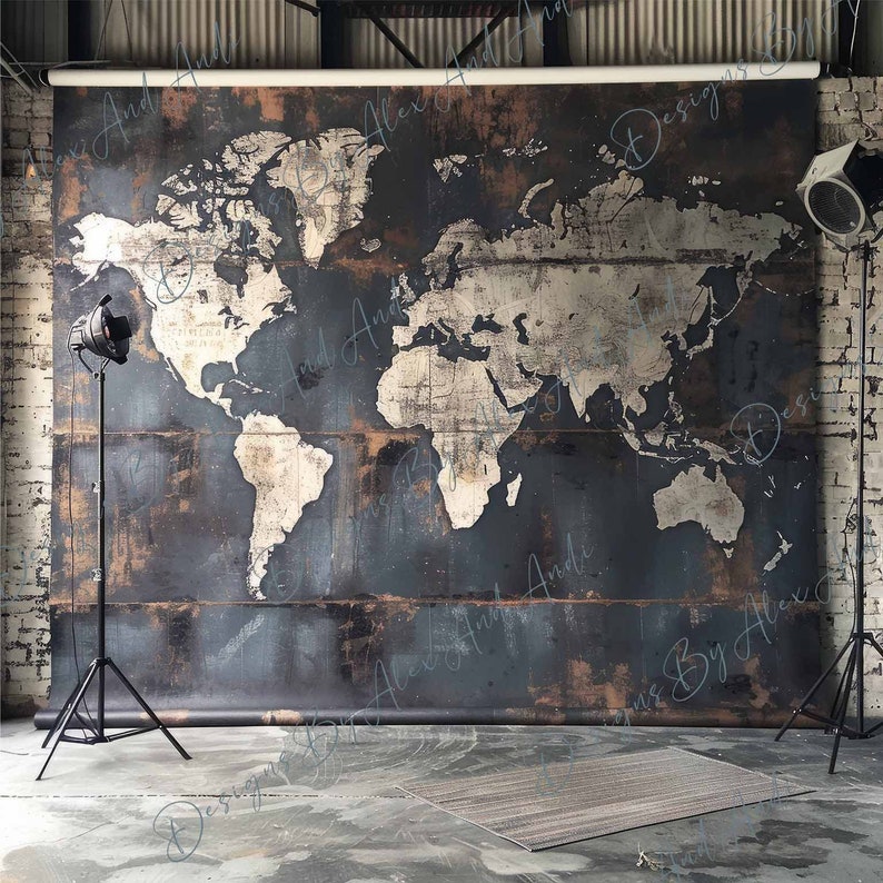 Urban World Map Wedding Digital Overlay Backdrop Background Party ...