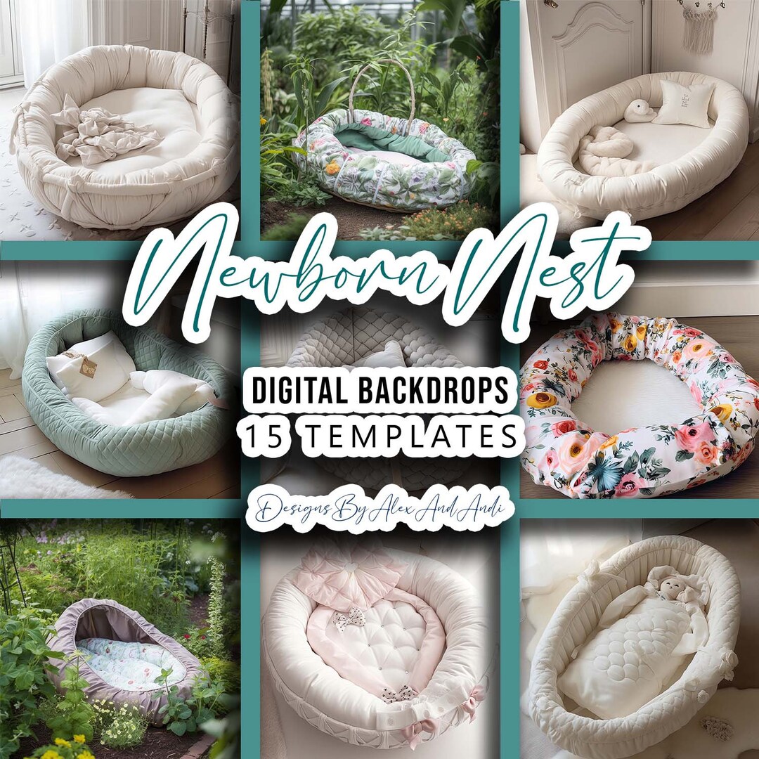 Newborn Nest Pillow Backdrop Digital Background Photo Shoot Studio Baby ...