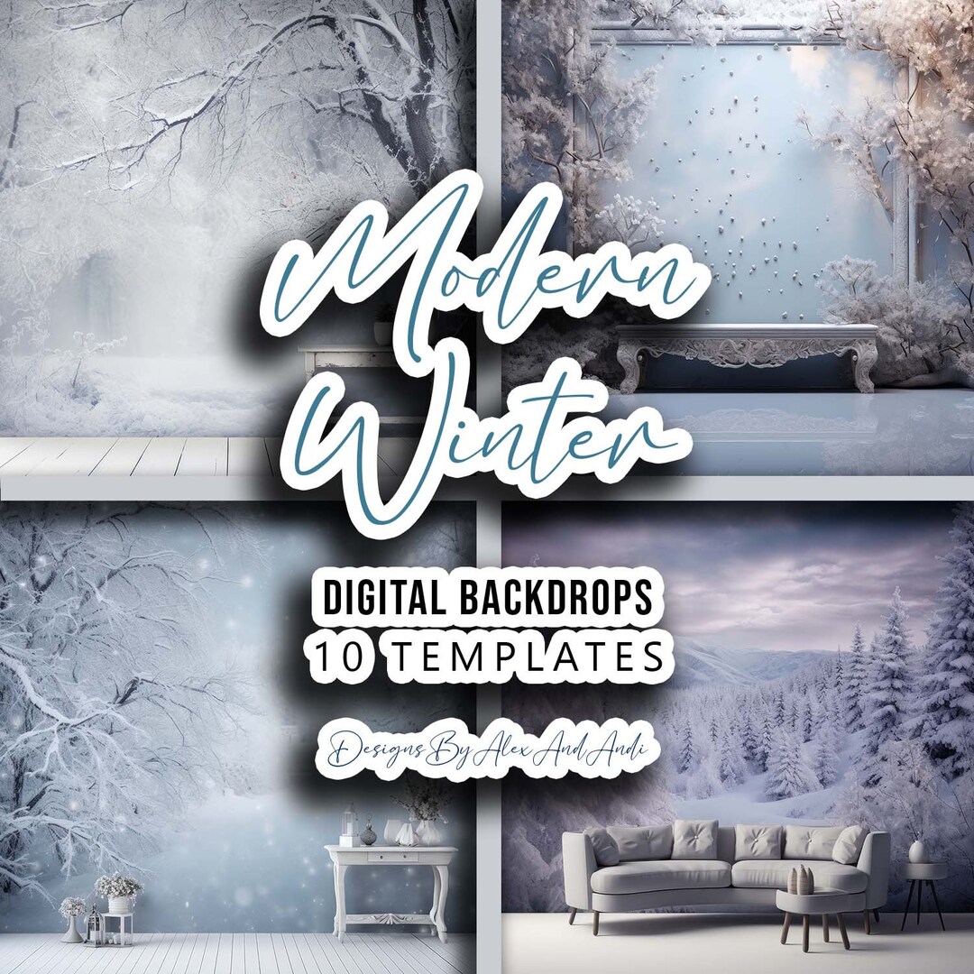 Modern Winter Digital Backdrop Overlay Background Birthday Photo ...