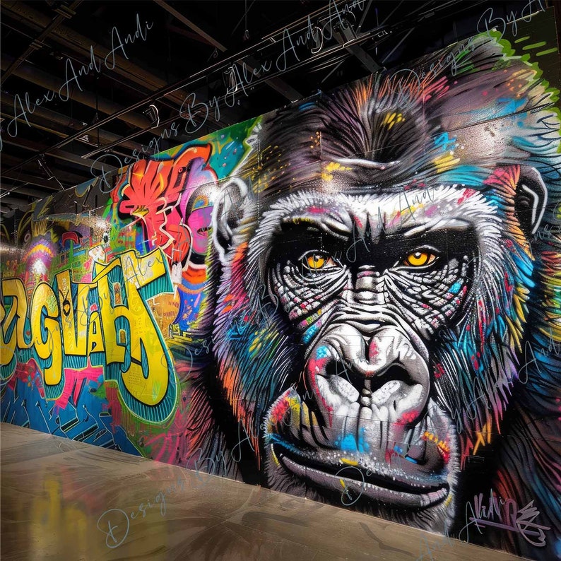 Gorilla Graffiti Digital Overlay Backdrop Background Event Photo ...