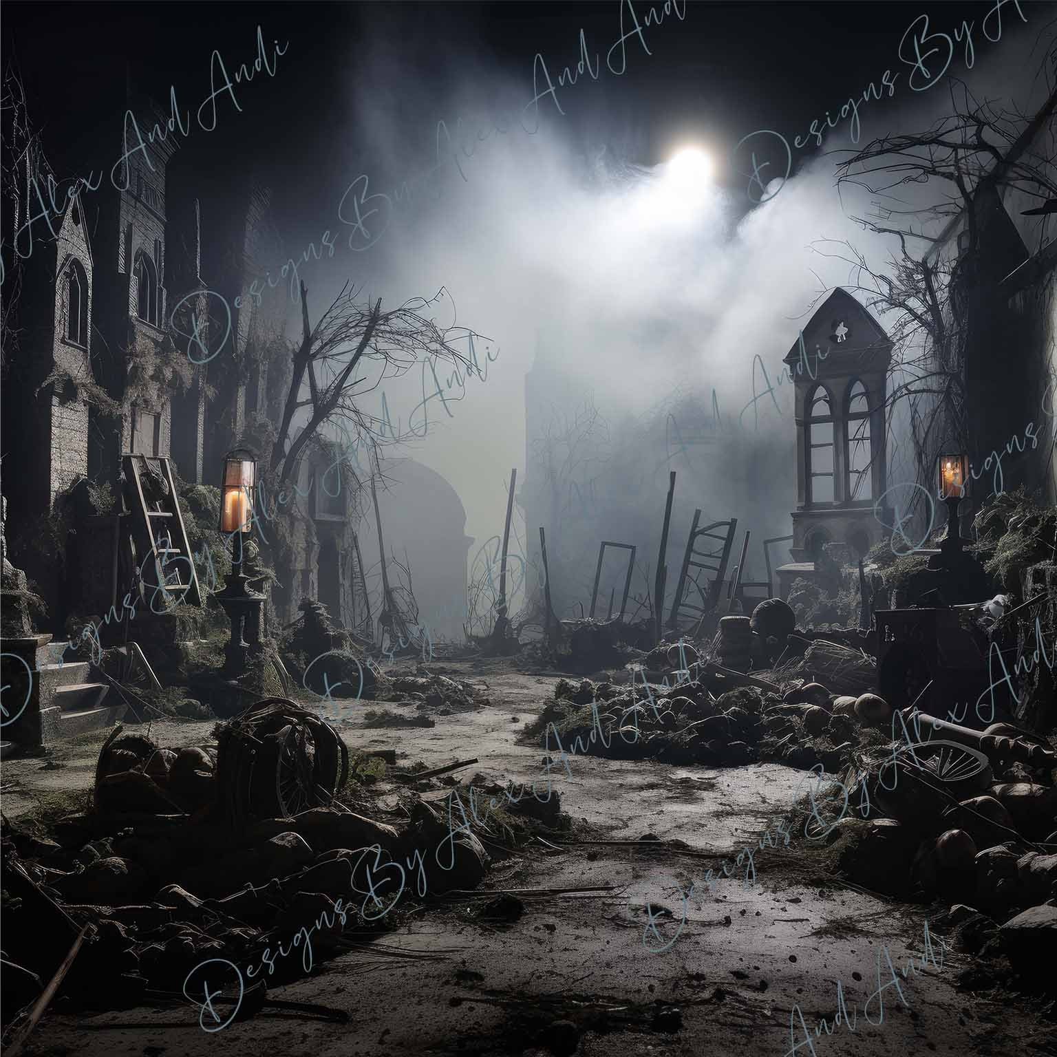 Cemetery Digital Backdrop Overlay Background Birthday Child Photo Shoot ...