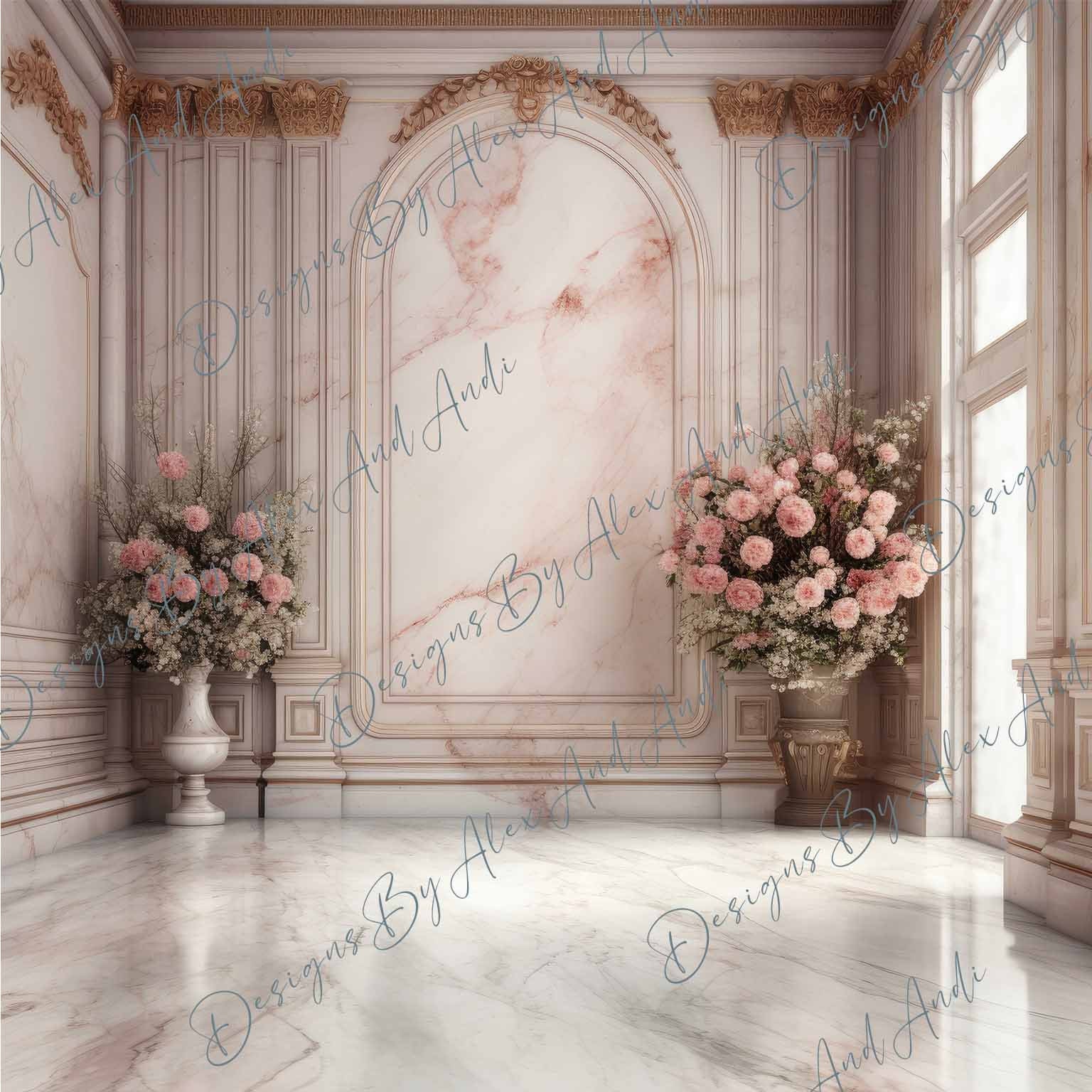 Marble Floral Room Backdrop Background Wedding Digital Photo - Etsy