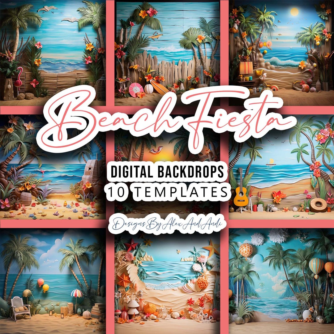 Beach Fiesta Backdrop Background Digital Birthday Child Photo Shoot ...