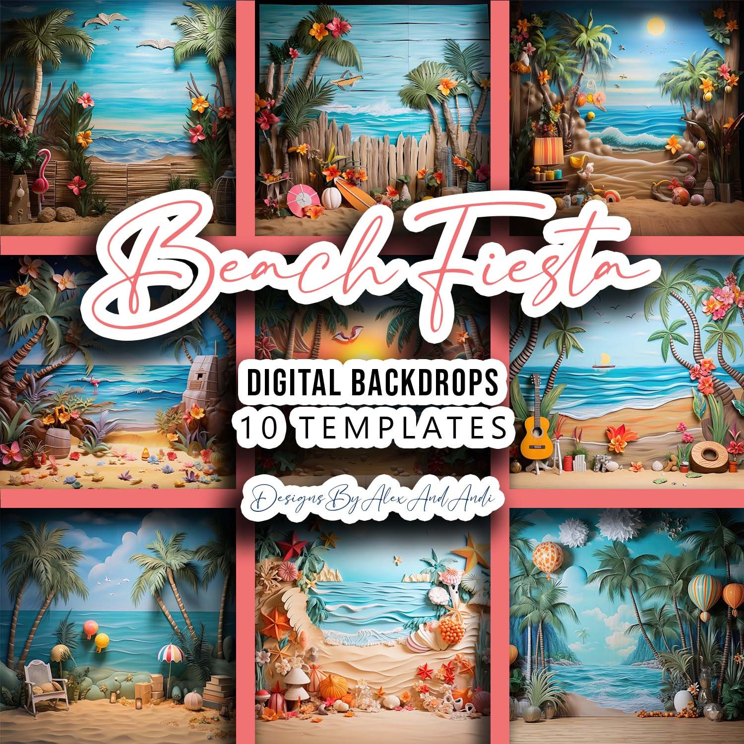 Beach Fiesta Backdrop Background Digital Birthday Child Photo Shoot ...