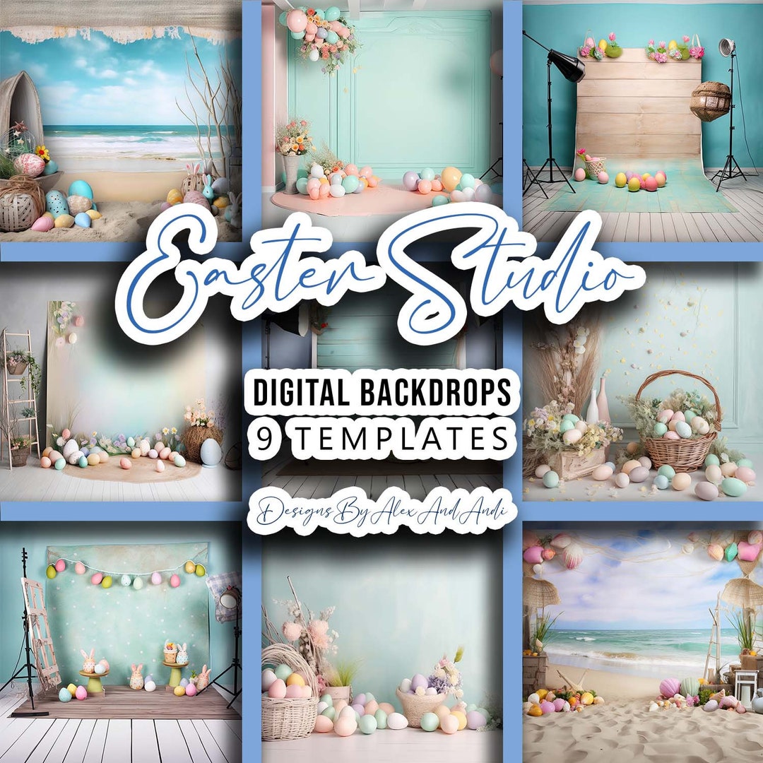 Easter Studio Backdrop Background Digital Photo Easter Photo Studio Set ...